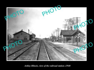 OLD 6 X 4 HISTORIC PHOTO OF ASHLEY ILLINOIS THE RAILROAD DEPOT STATION ...