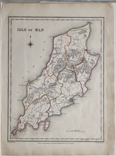 Mappa Con Colori A Mano Contea Dell'Isola Di Man Douglas Sheading ...