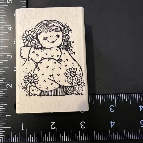 Rubber Stamp Sandey Doll Flowers Hooks Lines and Inkers 1993 Sunflowers ...