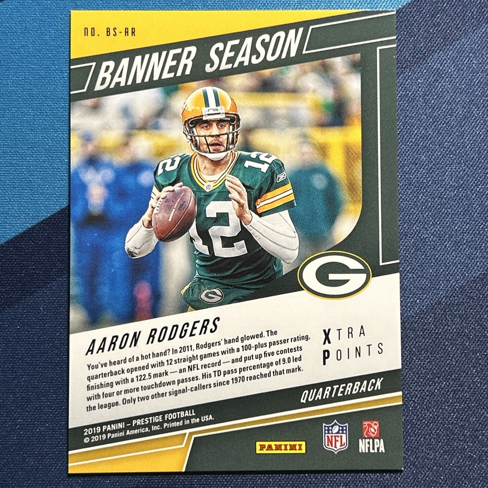 2019 Panini Prestige Aaron Rodgers Banner Season Green / 199 Packers ...