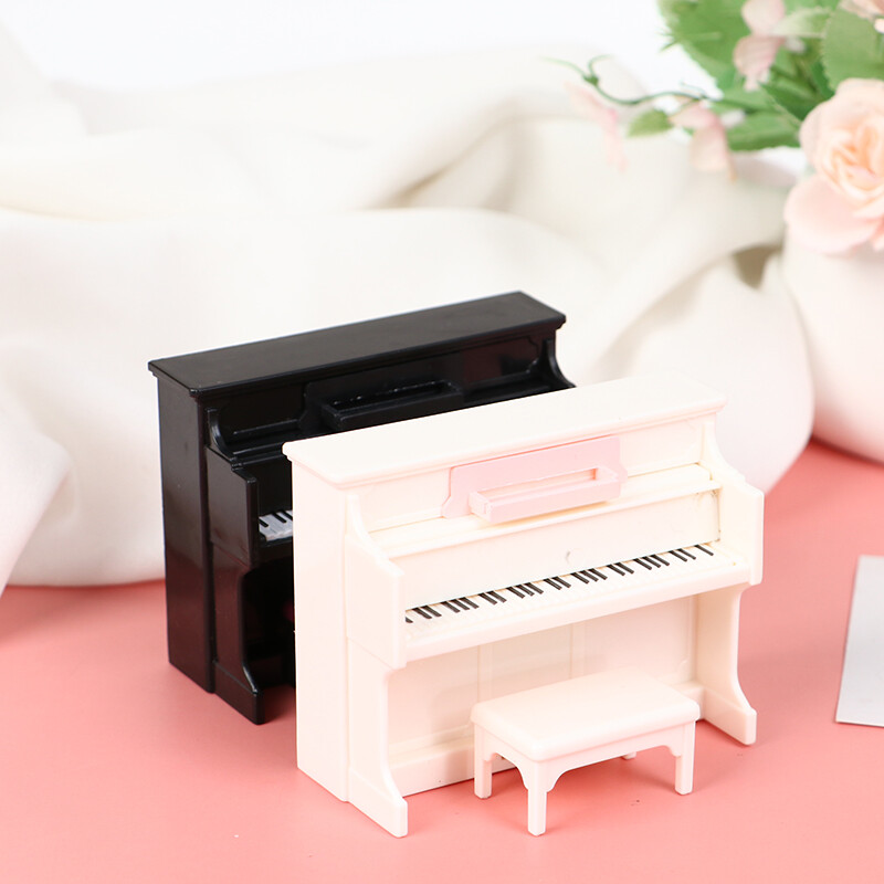 1/12 Dollhouse Miniature Plastic Piano with Stool Dolls House ...