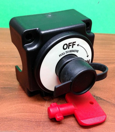 MARINE BOAT MINI BATTERY SWITCH WITH REMOVABLE KEY POM KEY 2P ON OFF | eBay