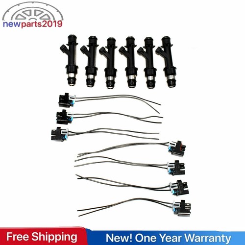 6 Flow Fuel Injector+7 Connect Wires Set 25323971 For Buick Chevy ...