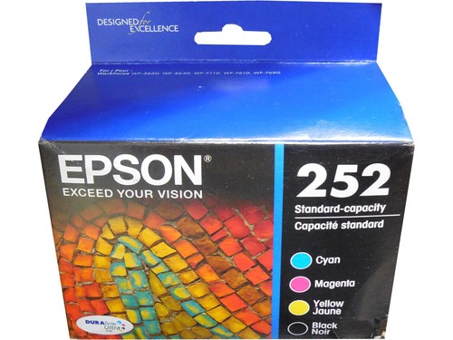New Genuine Epson 252 Black Cyan Magenta Yellow Ink Cartridges Combo ...