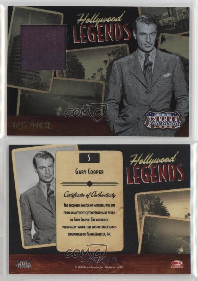 2009 Donruss Americana Hollywood Legends Materials /500 Gary Cooper #5 ...