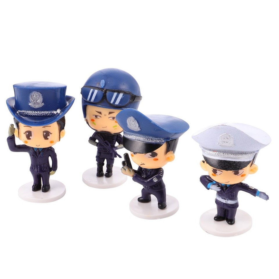 8 pcs Police Figurine Cake Toppers Cartoon Figure Toys for Kids ...