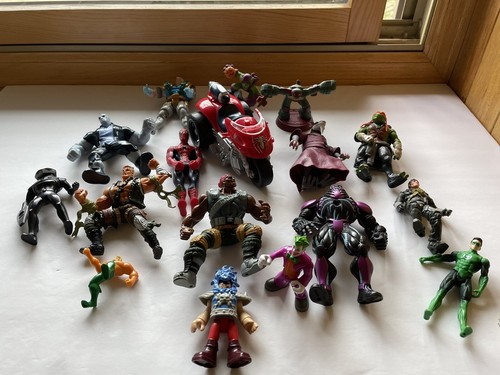 VTG ACTION FIGURES 16 LOOSE & SPIDER BIKE/ MARVEL DC COMICS NINJA ...