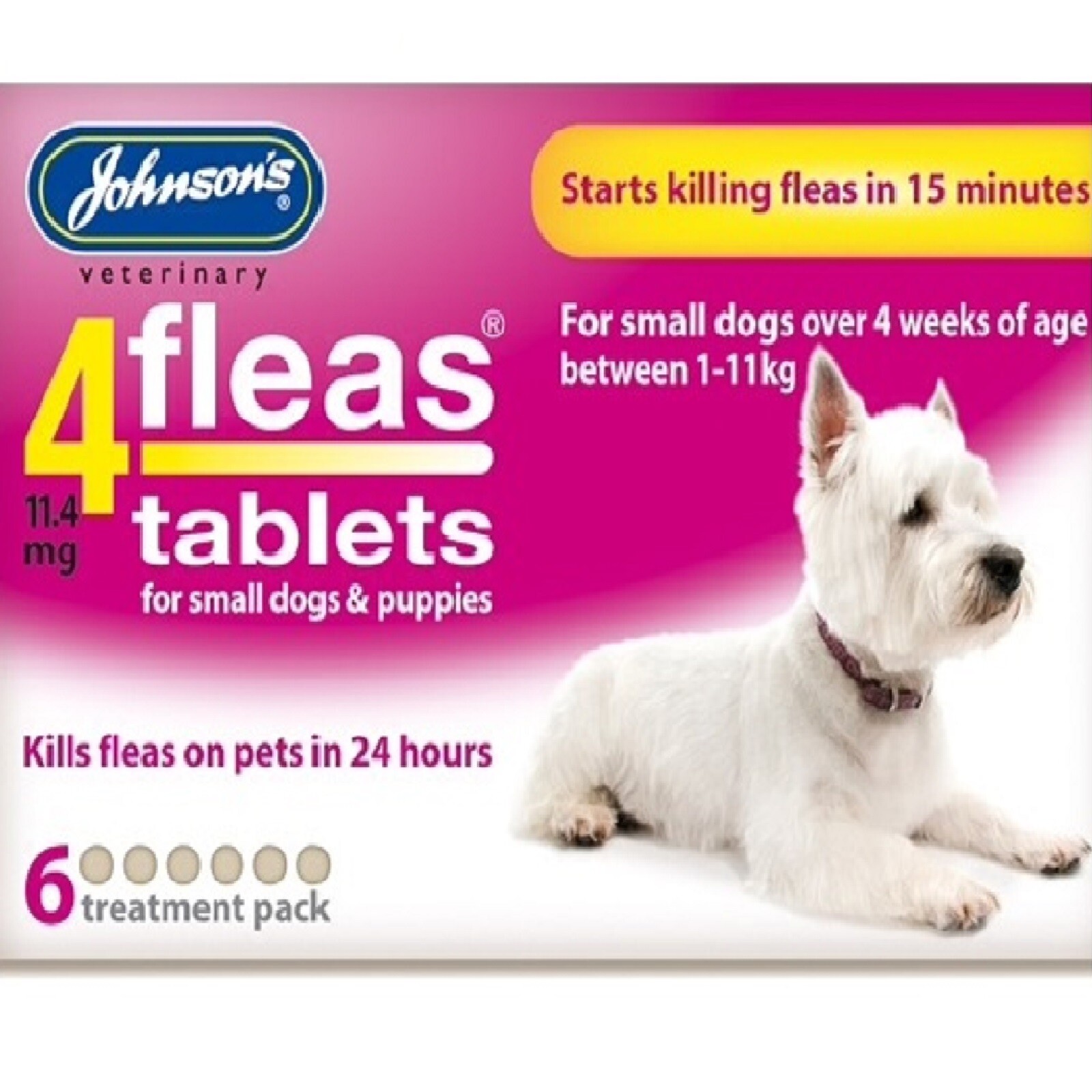 4 FLEAS DOG TABLETS - (3pk / 6pk) - Johnsons Vet Treatment Tabs bp ...