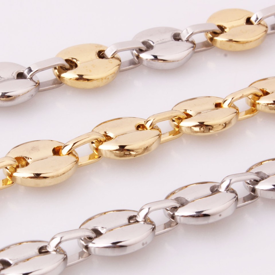 Charming Stainless Steel Mutil-Color Coffee Beans Link Chain Men Women ...