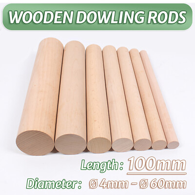 Ø 4mm to 60mm Beech x 10cm Wooden Dowling Rods, Craft Sticks Rods ...