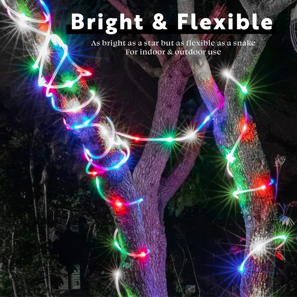 Colorful 8-Mode LED Outdoor Waterproof Rope Light 10' 20' 25' 50' 100 ...