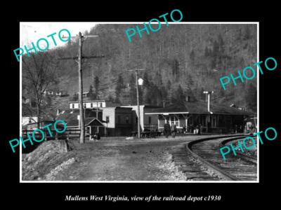 OLD LARGE HISTORIC PHOTO MULLENS WEST VIRGINIA VIEW OF RAILROAD STATION ...