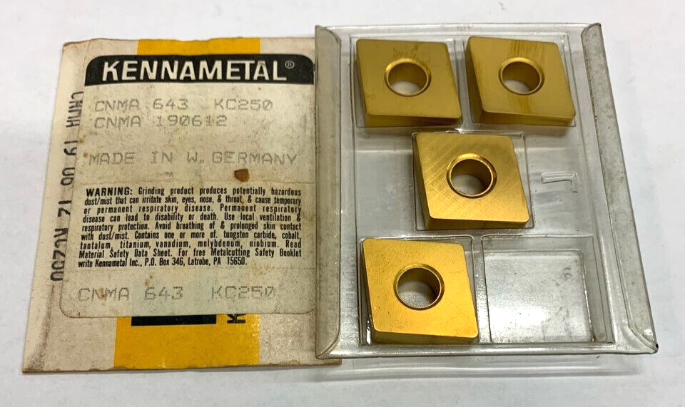(4 PCS) KENNAMETAL CNMA 643 GRADE: KC250 CARBIDE INSERTS | eBay