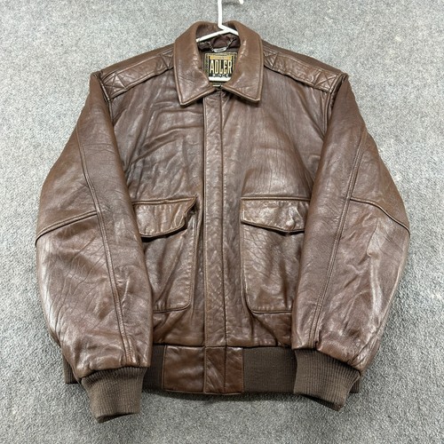 VINTAGE Adler Leather Jacket Mens XL Brown Genuine Bomber Soft Buttery ...