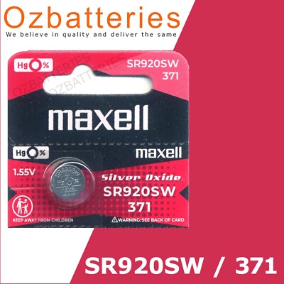 1pc SR920SW, SR920, 371 Maxell Silver Oxide Battery 1.55V EX: 06-2029 ...