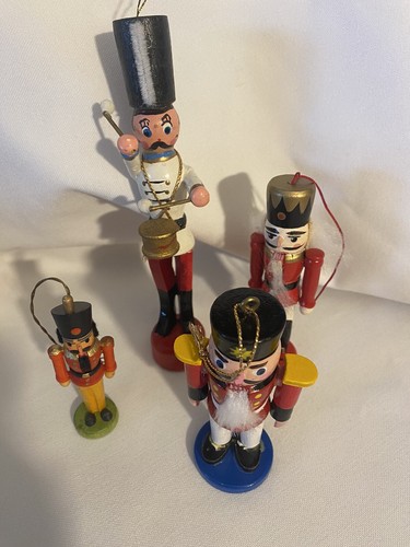 Toy Solider & 3 Nutcracker Toy Soldiers Vintage Wood Ornaments ...