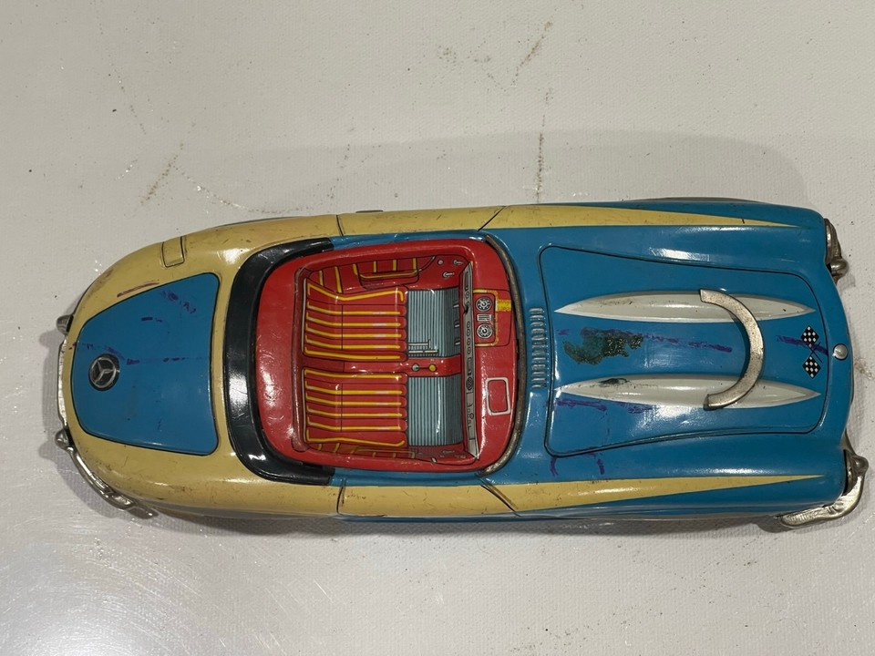 2182A - Vintage Bandai Japan Tin Friction Two Tone Convertible Mercedes ...
