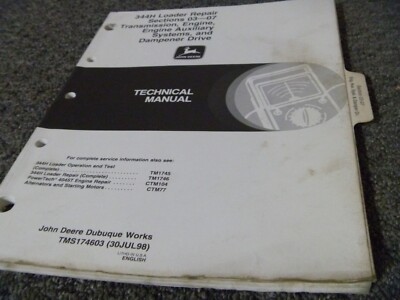 John Deere 344H Loader TRANSMISSION ENGINE Service Technical Manual ...