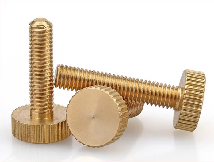 M4 Brass Hand-twist Screw Big Flat Head Knurled Bolt 12mm Head-dia 4mm ...