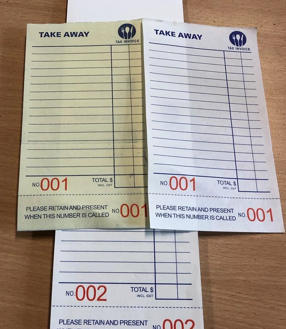 NEW 100 Duplicate Take-Away Docket Books with BIG numbers & Perforated ...