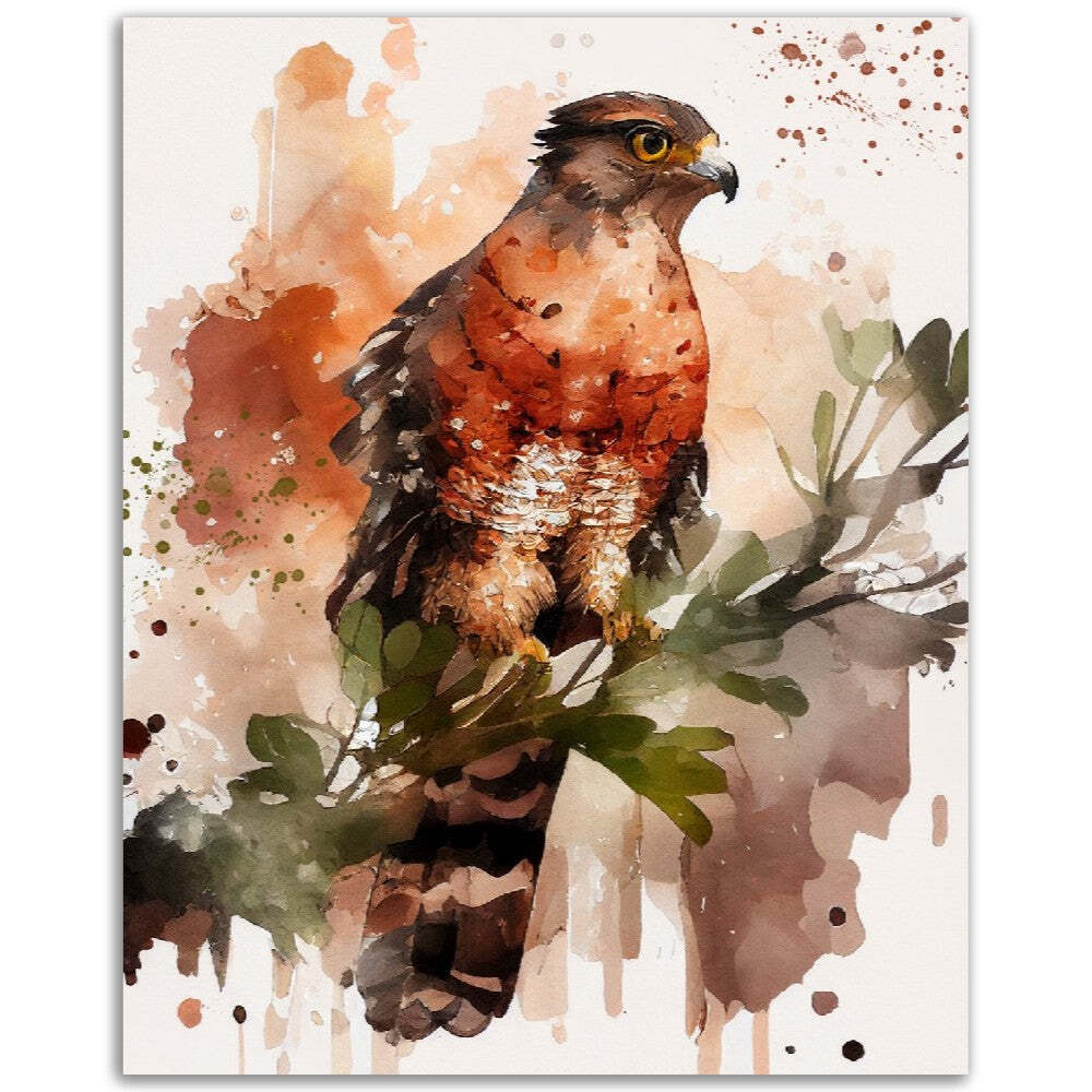 Eagle Rufous Bellied Hawk Eagle Watercolor Painting Bird Wildlife Art ...