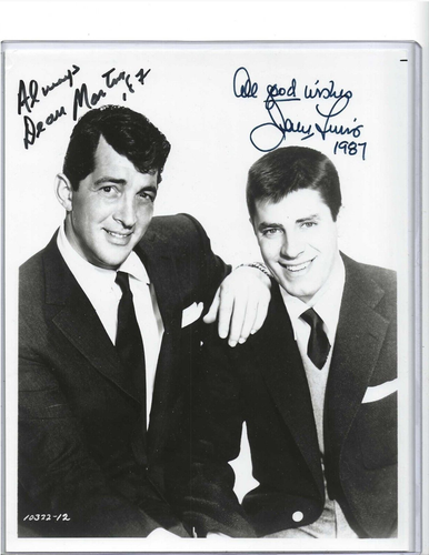 Dean Martin & Jerry Lewis Autographed 8x10 B&W Photo Movie Actors ...