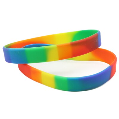 2 x Gay Pride Wristband - LGBTQ+ Rainbow Silicone Bracelet Trans ...