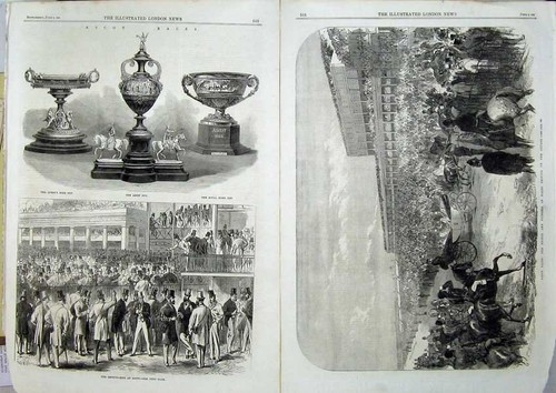 Old Antique Print Ascot Races 1866 Cup Hunt Horse Course Grand Stand ...