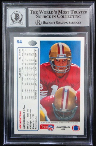 1991 Upper Deck #54 Joe Montana Auto San Francisco 49ers BGS Autograph ...