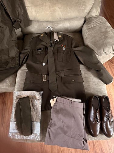 US Army AGSU Complete Uniform Set Full Kit w/ Trench Coat Shirts Pants ...