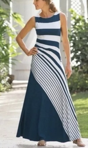 Soft Surroundings Navy And White Small Maxi Dress | eBay