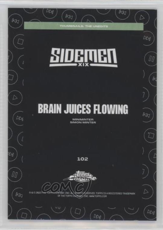 2023 Topps X Sidemen Chrome Thumbnails Simon Minter Miniminter #102 2o7 ...