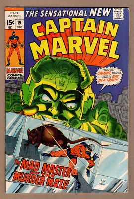 CAPTAIN MARVEL #19 VF- GIl Kane / Dan Adkins cvr/art 1969 Marvel Comics ...