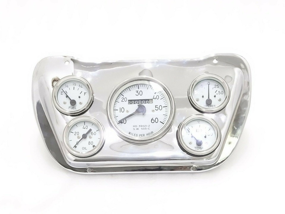 For NEW WILLYS JEEP COMPLETE WHITE FACE SPEEDOMETER MOUNTING CHROME ...