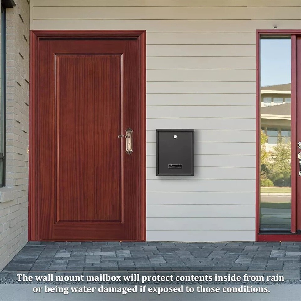 POST BOX LARGE LETTER MAIL BOX STEEL LOCKABLE OUTDOOR WALL MOUNTED WITH ...