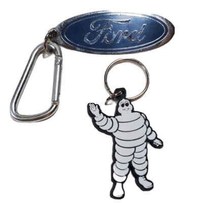 Lot 2 Automobilia Keychains Ford Logo Michelin Man Advertisement ...