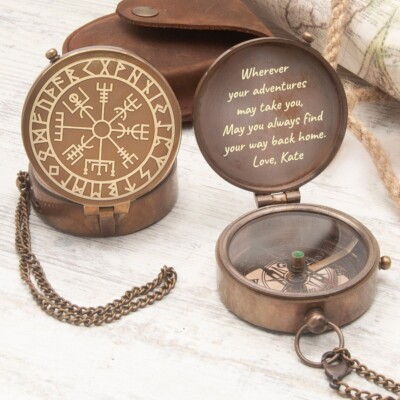 Nordic Compass, Viking Engraved Compass Norse Mythology Compass Working ...