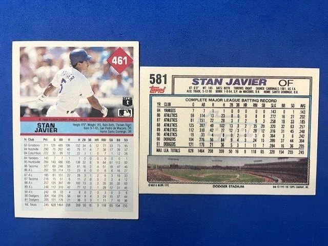 Stan Javier 1992 Fleer & 1992 Topps Baseball - Dodgers | eBay