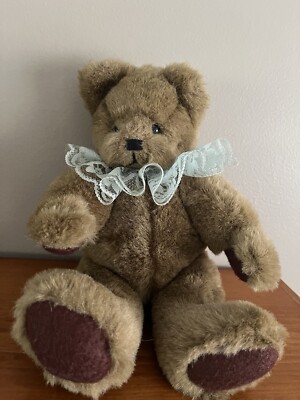 Annette Funicello 9” Collectible Bear Co Soft Brown Bear w/Blue Lace ...
