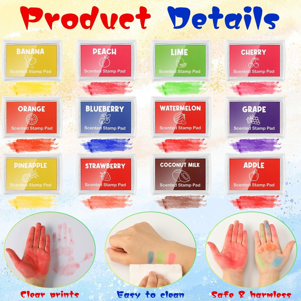 8 Colors Ink Pads Stamps Scented Washable Non Fade Resistant Ink Pads ...
