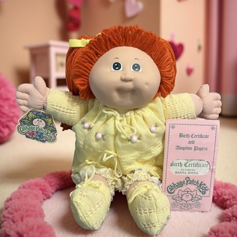 1983 Cabbage Patch Kid, Girl Doll, Red Hair, Green Eyes, Dimple, Cert, VGC | eBay