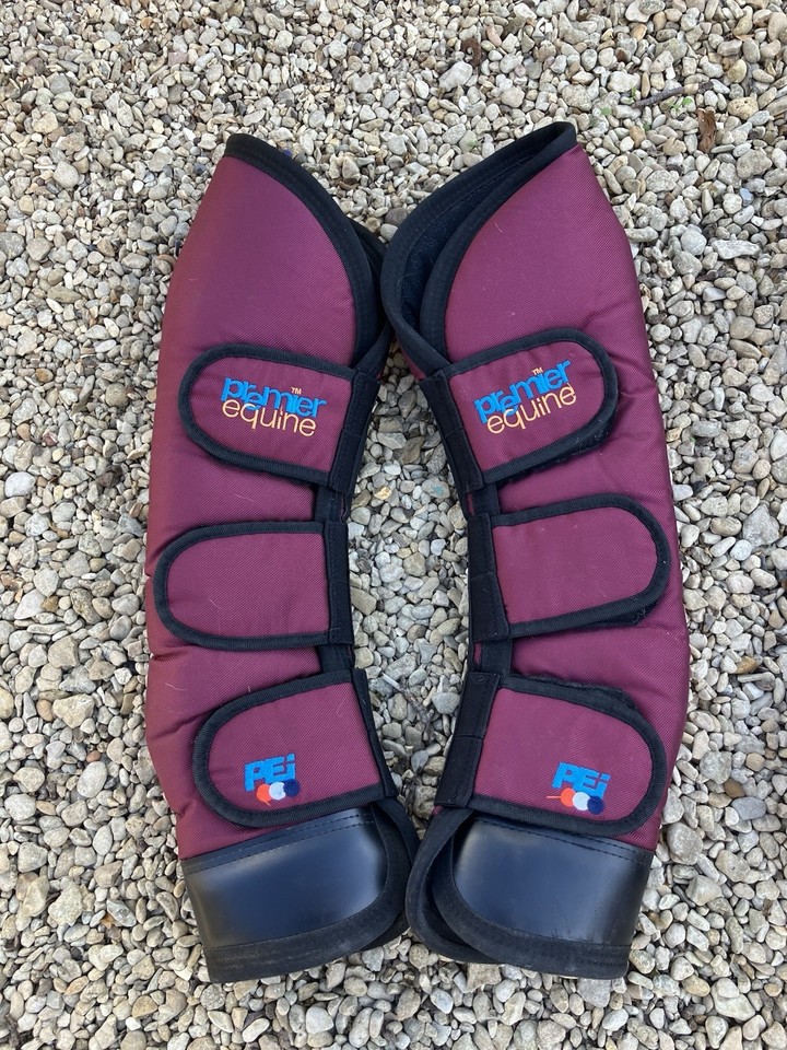 Premier Equine Knee Pro-Teque Travel Boots - Burgundy - Medium | eBay UK