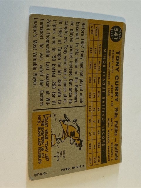 1960 Topps - High # #541 Tony Curry (RC) for sale online | eBay