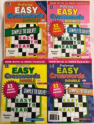 Lot (4) Kappa Preferred Easy Crosswords Double Crossword Puzzle Books ...