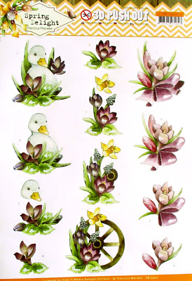 A4 DIE CUT 3D PAPER TOLE DECOUPAGE Push Out Sheet Spring Flowers Duck ...
