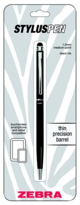 Zebra Stylus Pen Twist Precision 1.0mm Med 1/Pk Thin Barrel Black ...