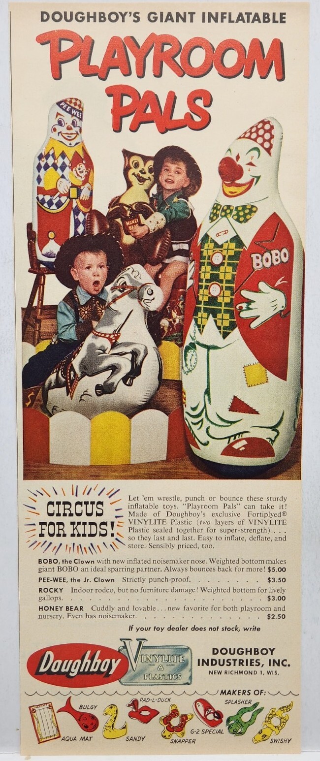 1952 Doughboy Giant Inflatable Bobo Clown Print Ad Poster Man Cave Art ...