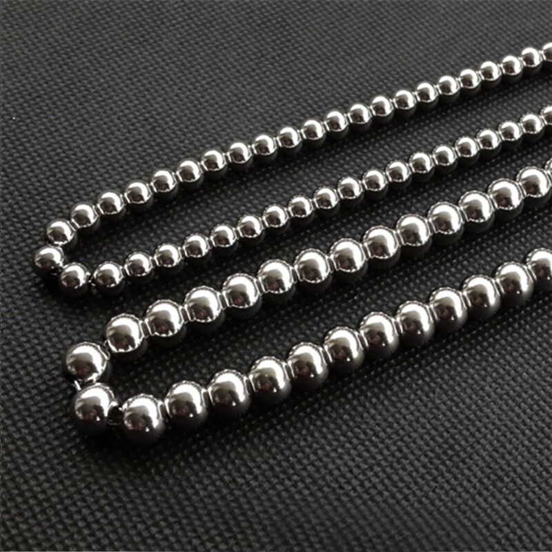 4/6/8/10mm Real Stainless Steel Solid Heavy Bead Ball Chain Necklace ...