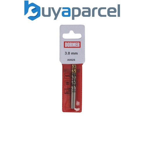 Dormer A002S3.0 A002 HSS-TiN Coated Jobber Drill Bits (2) 3.0mm OL:61mm ...