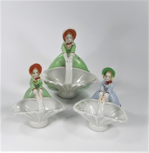 Vintage Set Of Three Porcelain Girls with Baskets Made In Japan #3160 ...